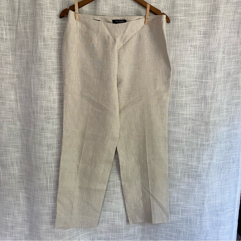 Talbots Pure Irish Linen Side Zip Classic Pants - Gem